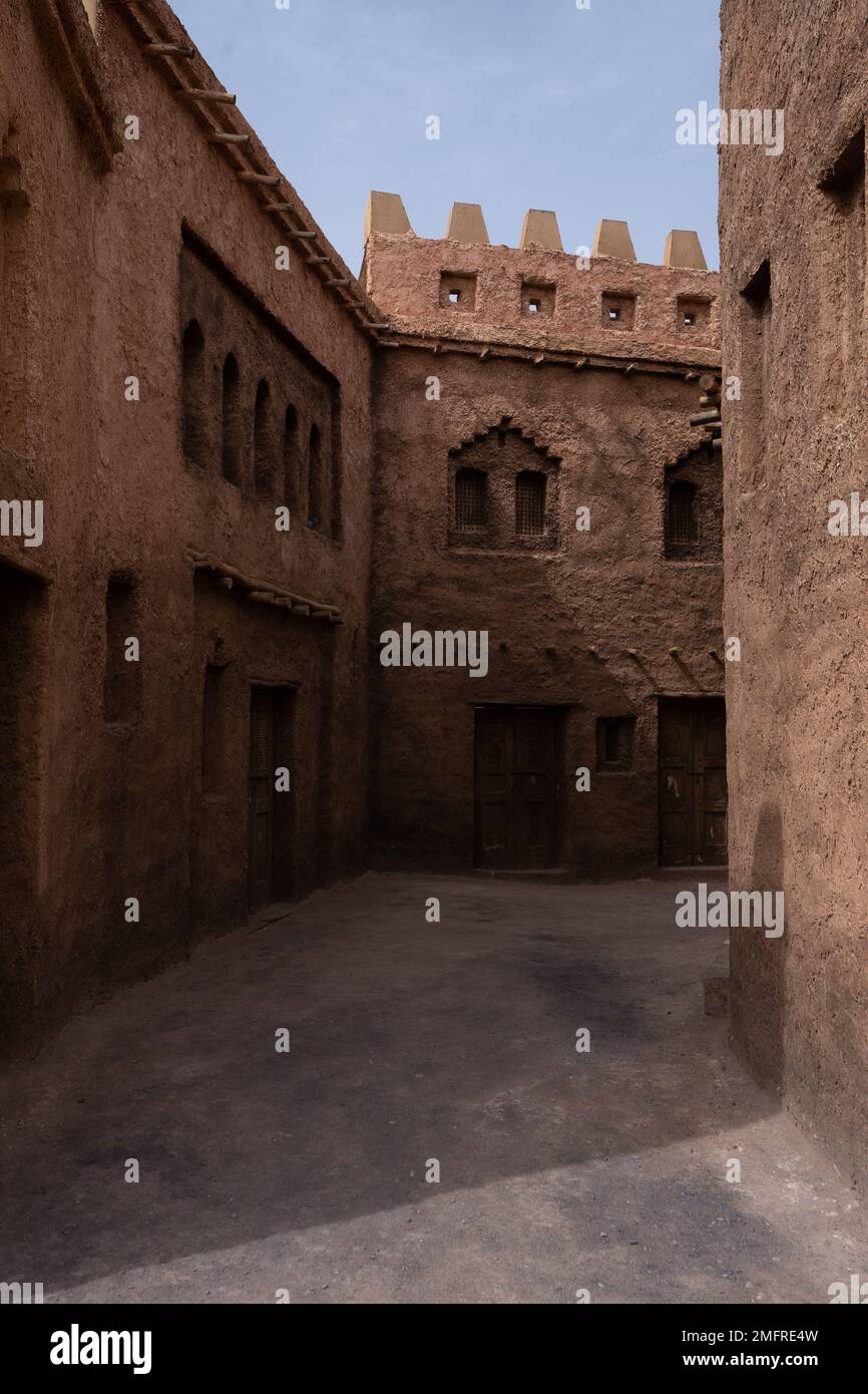 A vertical of an ancient fortification building captured against the ...