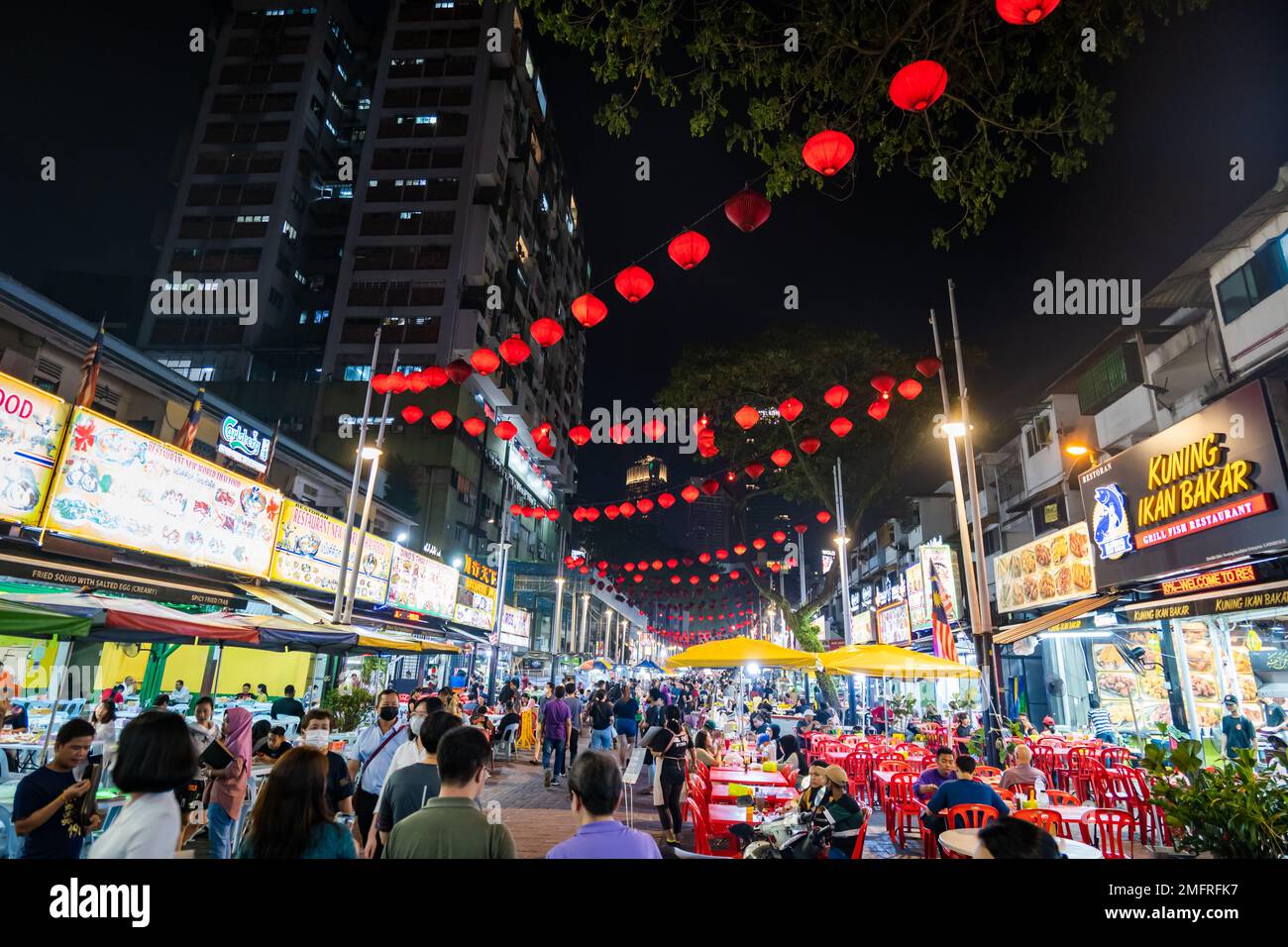 Kuala Lumpur, Malaysia - December 2022: Jalan Alor street with ...