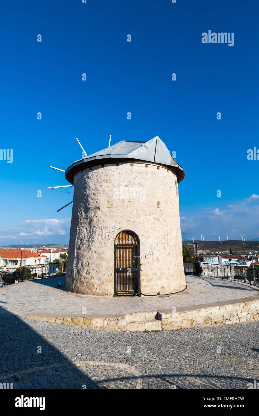Alacati windmills in Alacati Town near Izmir. Alacati is populer ...
