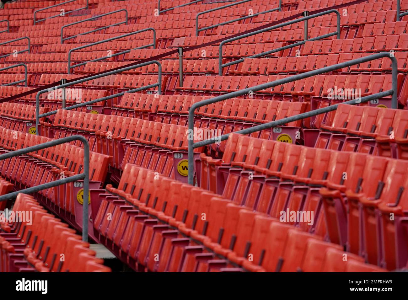 An empty section of seating at Fedex Field during the the first half of ...