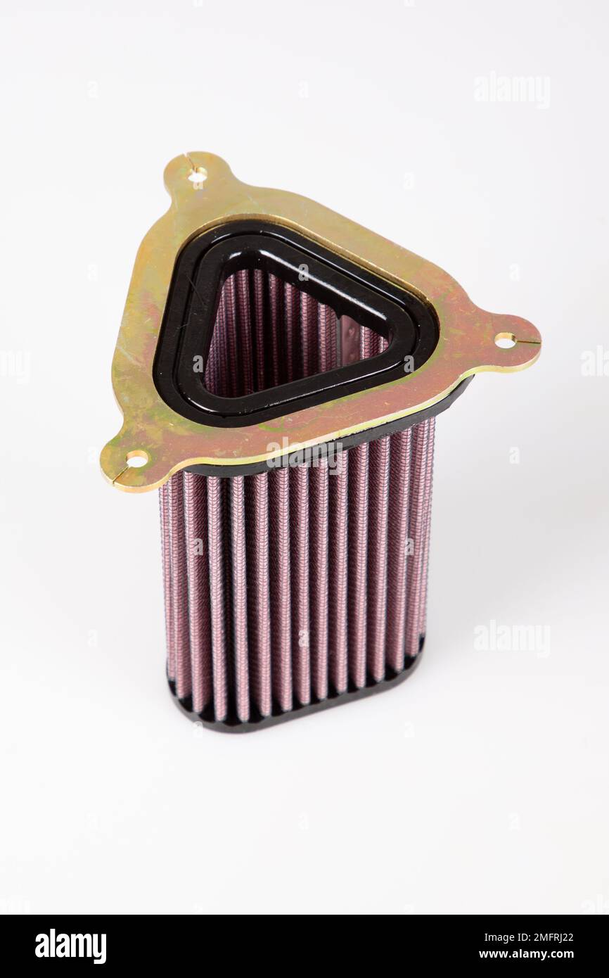 Car and motorcycle engine air intake filter stage 2 on white background ...