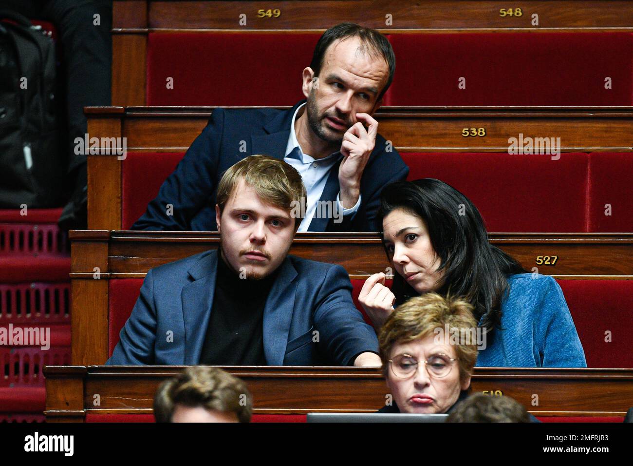 Paris, France. 24th Jan, 2023. Manuel Bompard, Louis Boyard, Sophia ...