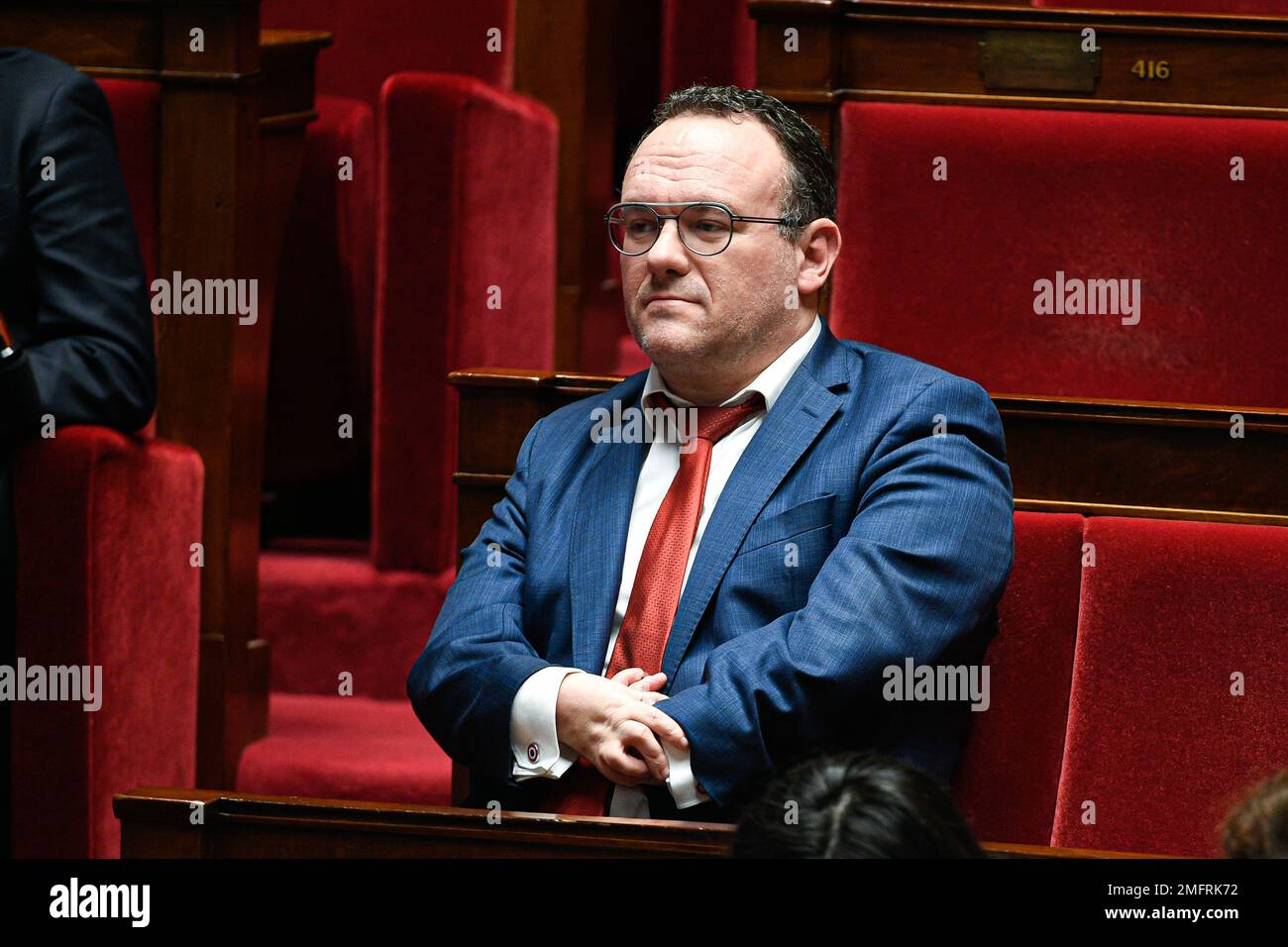 Paris, France. 24th Jan, 2023. Deputy Damien Abad during a session of ...