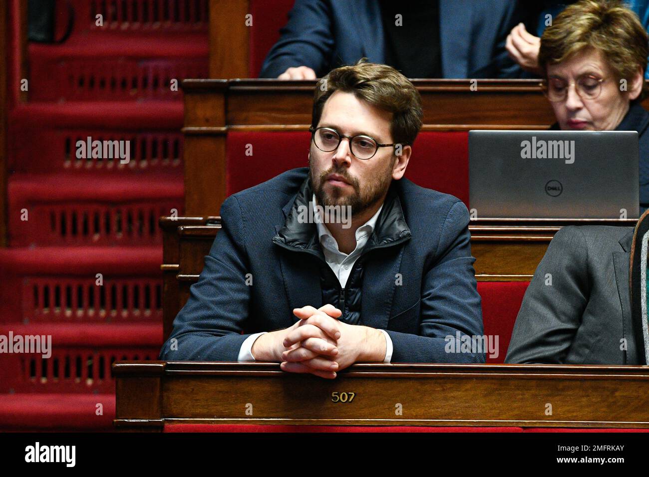 Paris, France. 24th Jan, 2023. Benjamin Lucas (ECO-NUPES deputy) during ...