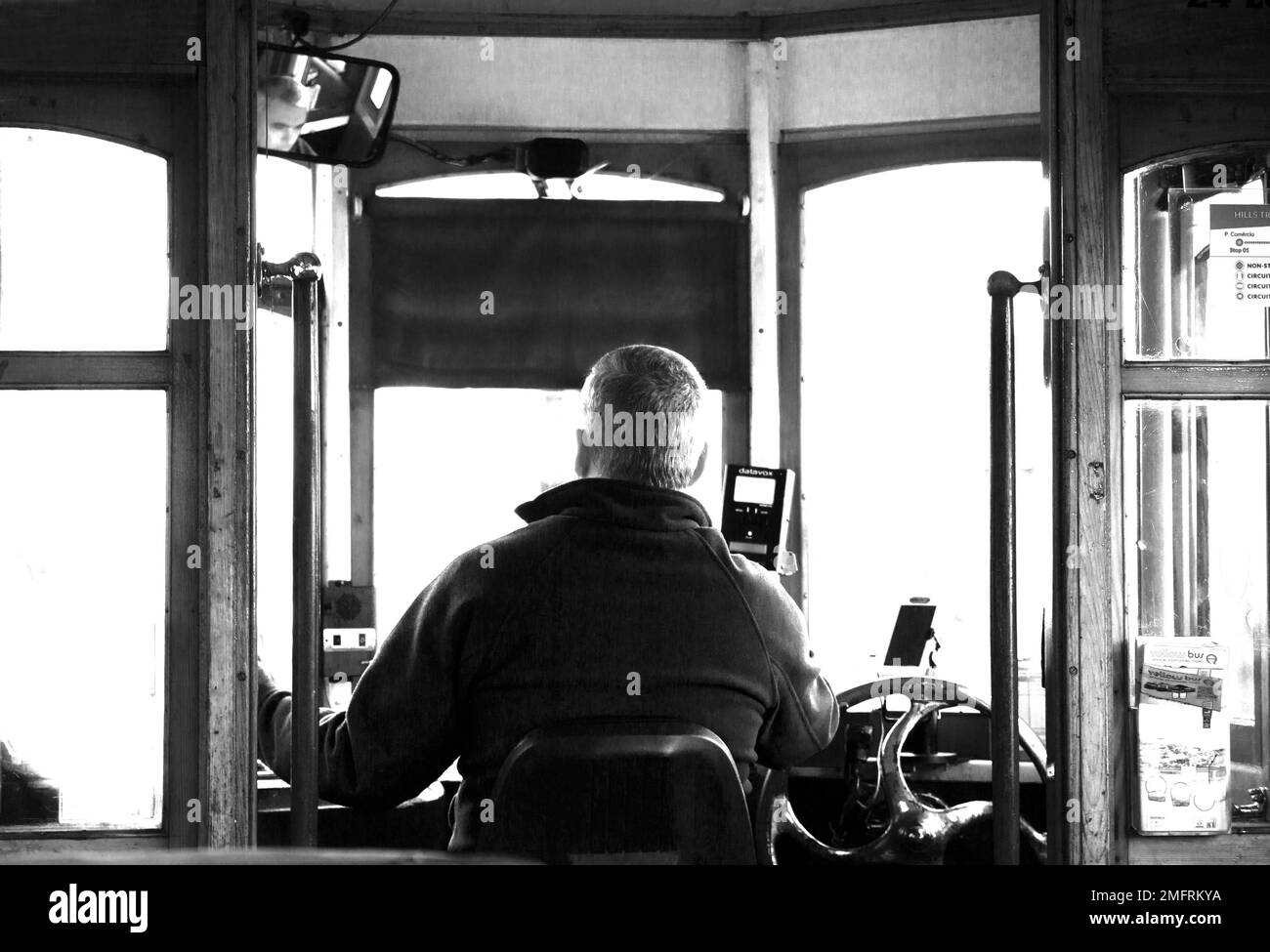 Lisbon historic yellow bus driver Stock Photo - Alamy