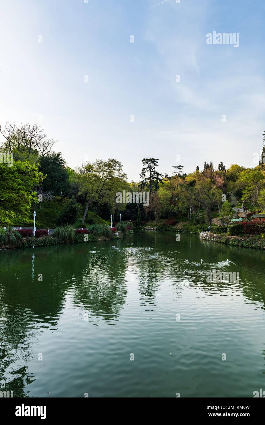 Yildiz Park lake view in Besiktas area of Istanbul, Turkey. It's a ...