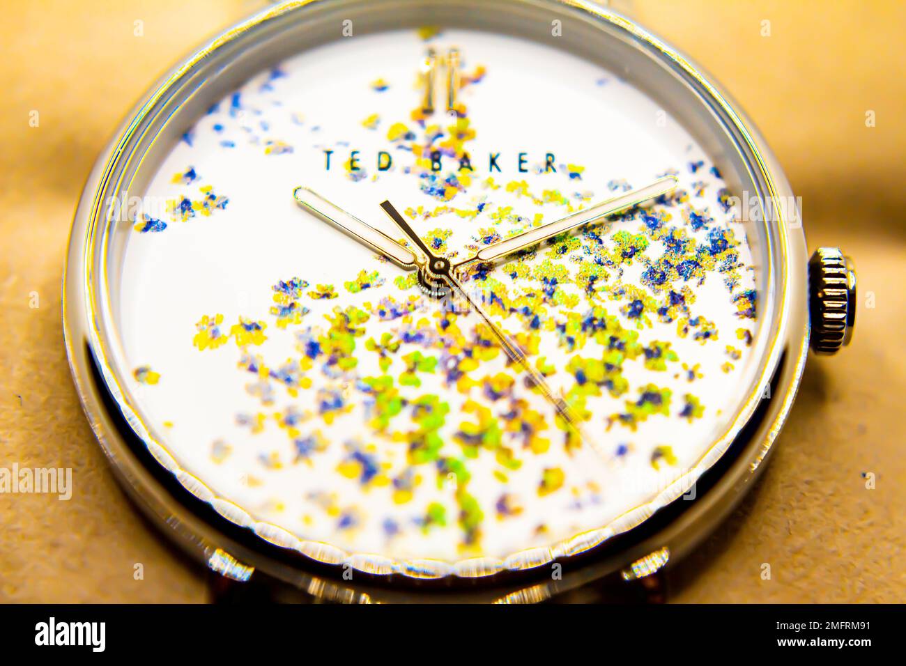A macro view of a gold Ted Baker watch woman's watch Stock Photo - Alamy