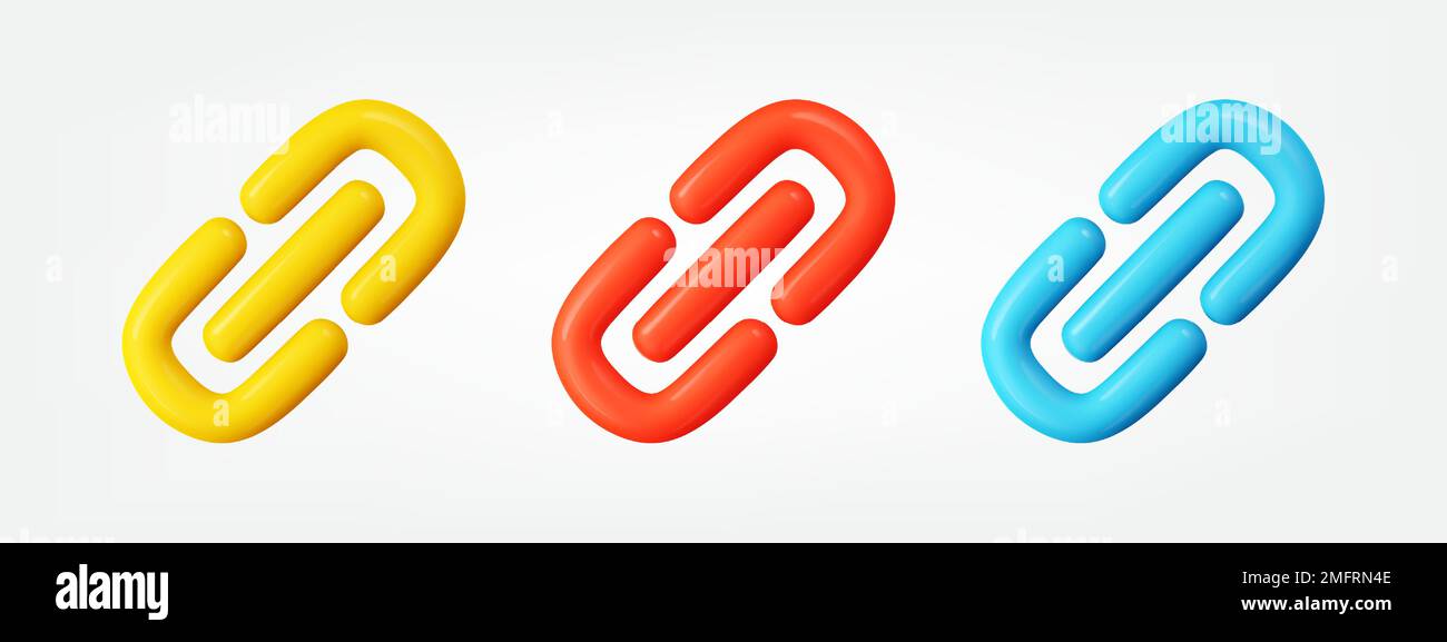 Link colorful 3d symbol set. realistic vector illustration. design ...