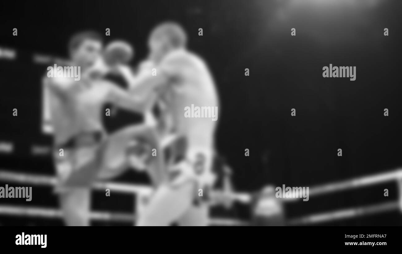 Blurred images black and white photo style of Thai boxing or Muay Thai ...