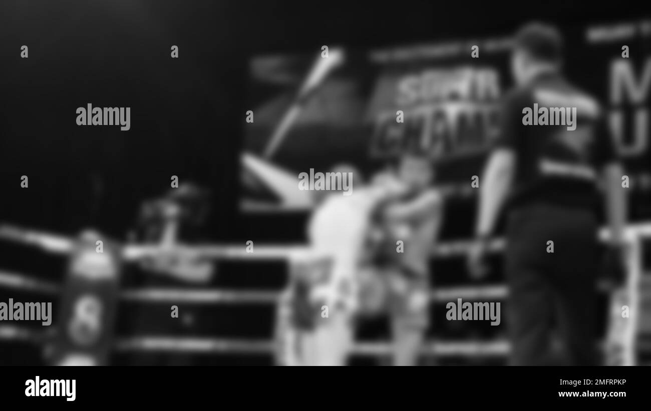 Blurred images black and white photo style of Thai boxing or Muay Thai ...