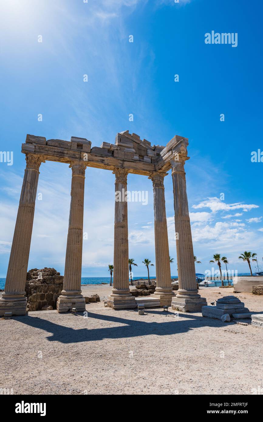Apollo temple ruins in Side near Antalya, Turkey. Side is a popular ...
