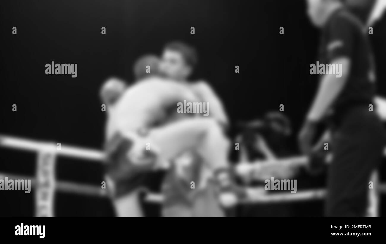 Blurred images black and white photo style of Thai boxing or Muay Thai ...