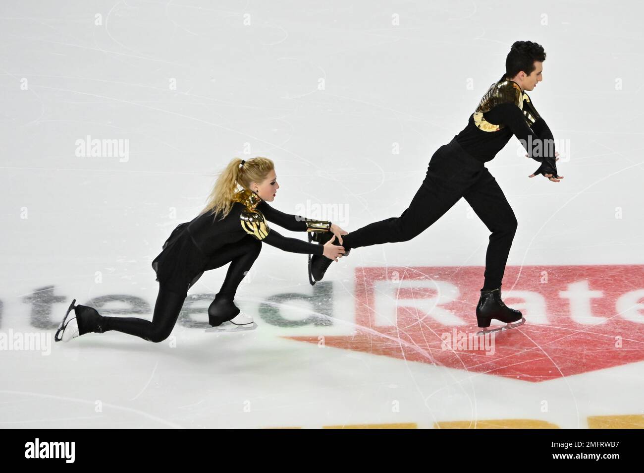 Emily Monaghan and Ilias Fourati of Hungary compete during the ice ...