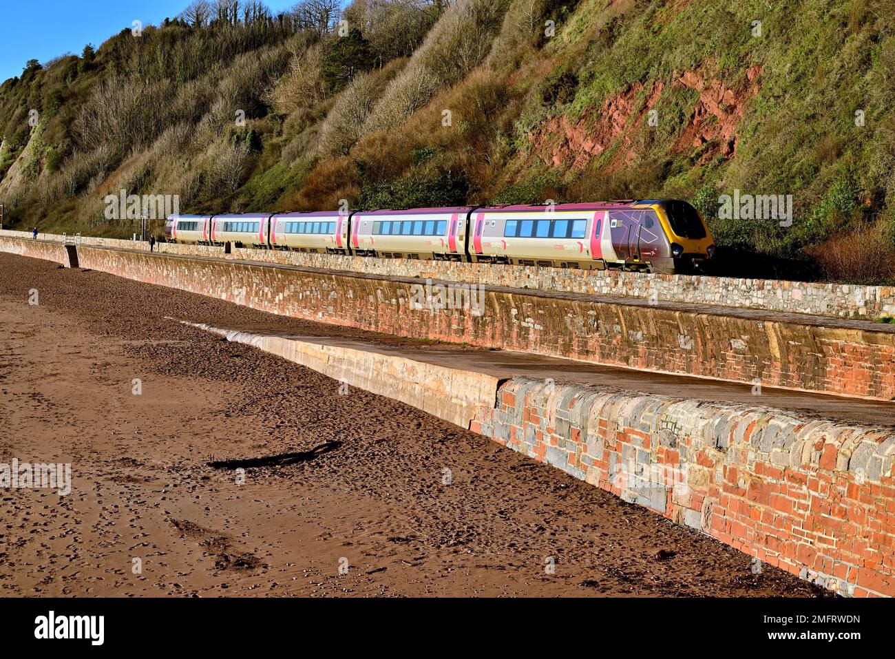 A Cross Country train passing the slipway at Sprey Point, Teignmouth ...