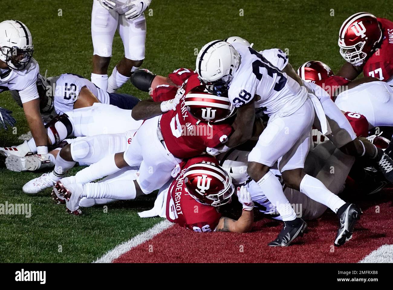 Indiana quarterback Michael Penix Jr. (9) goes in for a touchdown as he ...
