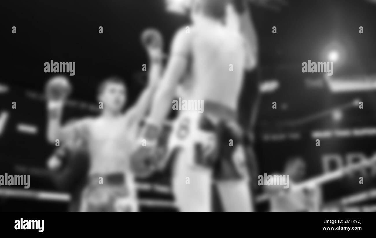 Blurred images black and white photo style of Thai boxing or Muay Thai ...