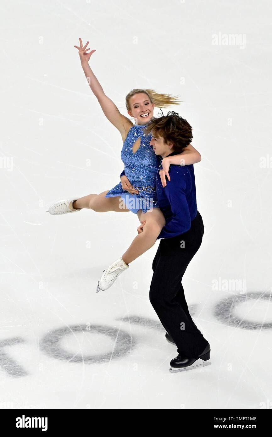 Eva Pate and Logan Bye of the United States, compete during ice dance ...