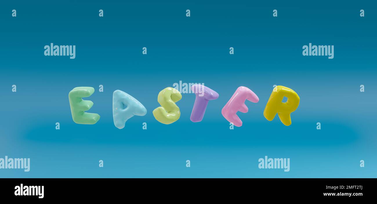 Happy Easter background with balloon letters, 3D work and 3D image ...