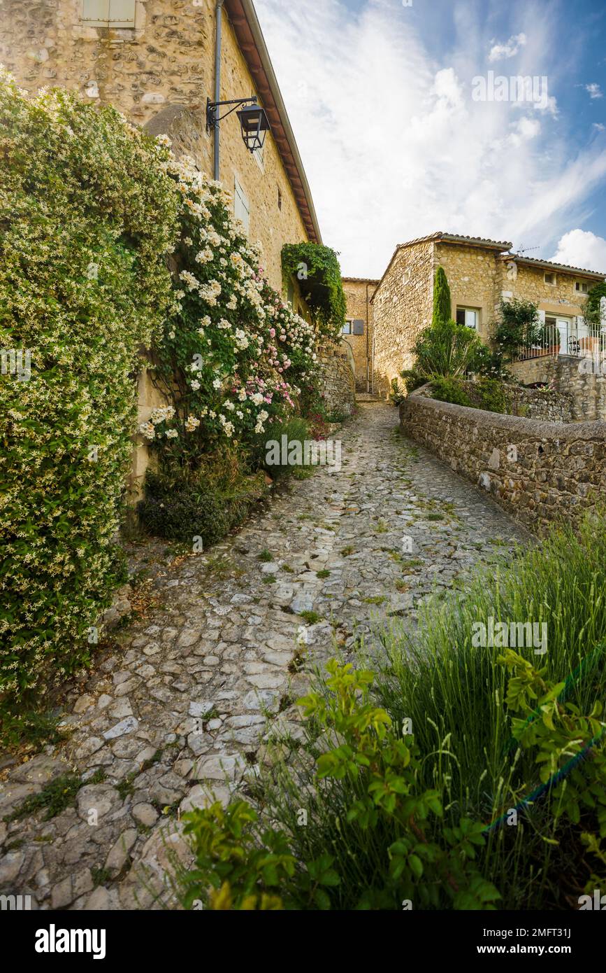 Medieval village, Mirmande, Les plus beaux villages de France, Departement Drome, Auvergne-Rhone ...