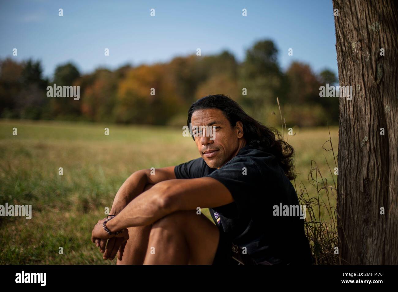 Annawon Weeden, 46, a member of the Mashpee Wampanoag Tribe, is ...