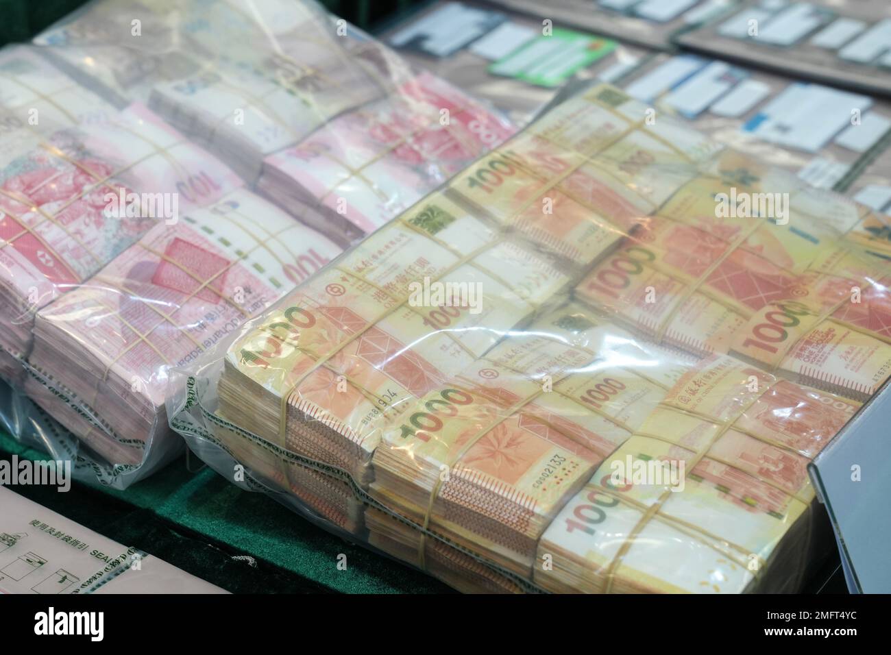 The exhibits displays during Hong Kong Customs's press conference on ...