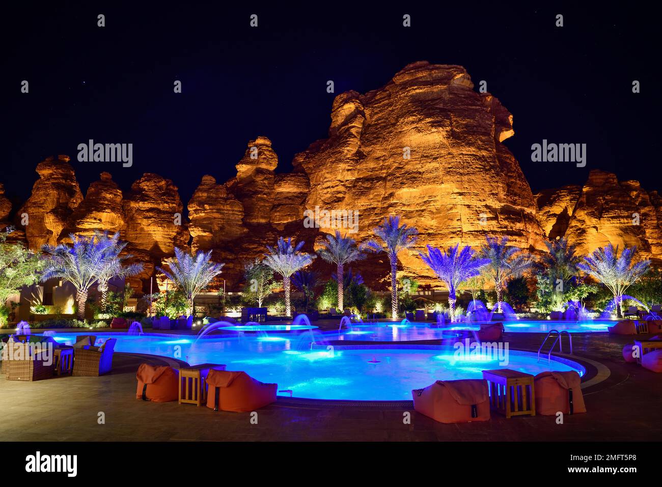 Shaden Resort by night, AlUla, Medina Province, Saudi Arabia, Arabian ...