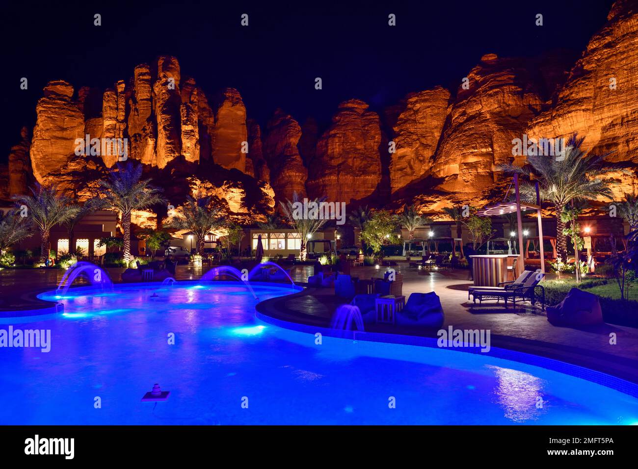 Shaden Resort by night, AlUla, Medina Province, Saudi Arabia, Arabian ...
