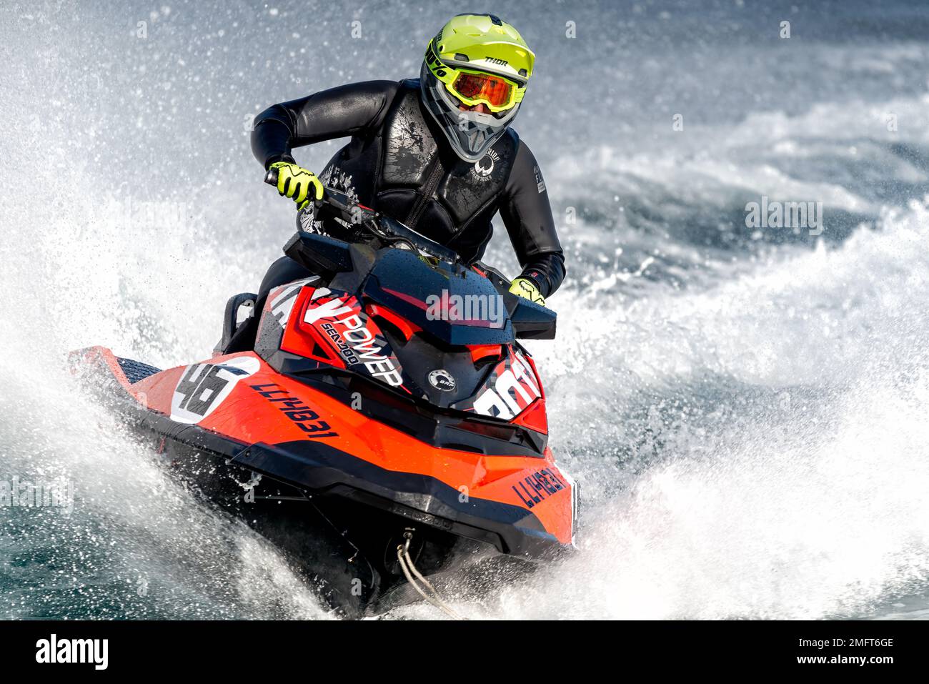 Limassol, Cyprus - November 26, 2022: Professional jet ski rider during ...