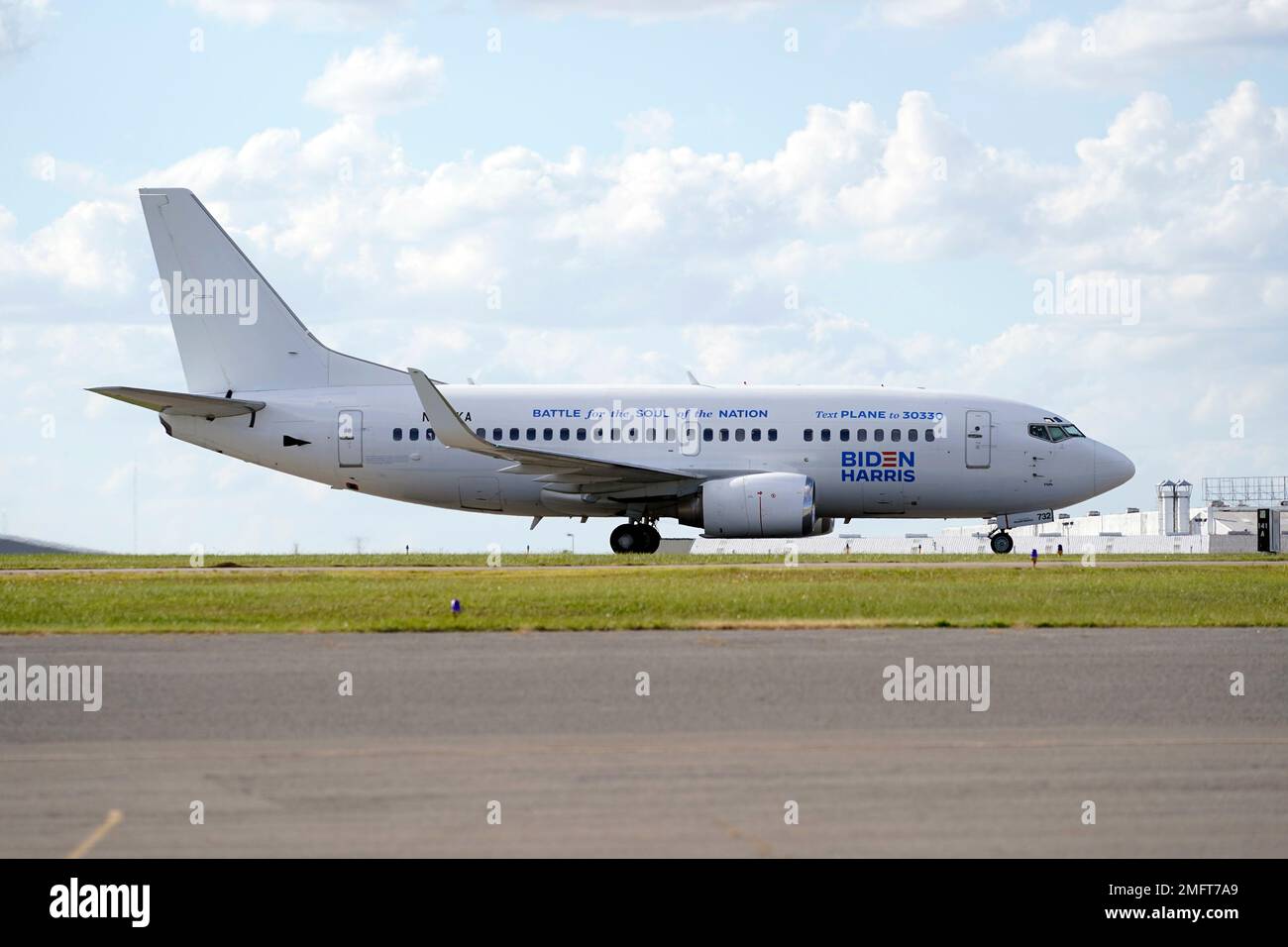 The campaign plane with Democratic candidate former Vice President Joe ...