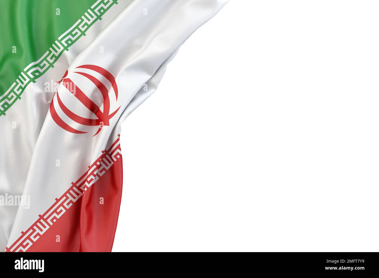 Flag of Iran the corner on white background. 3D illustration. Isolated ...