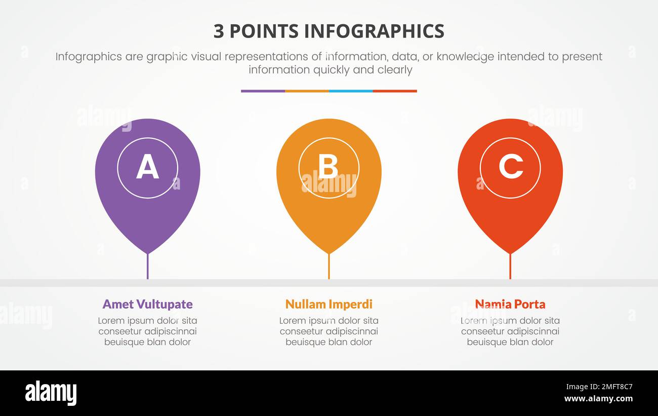 3 points or stages infographic concept with right direction gps ...