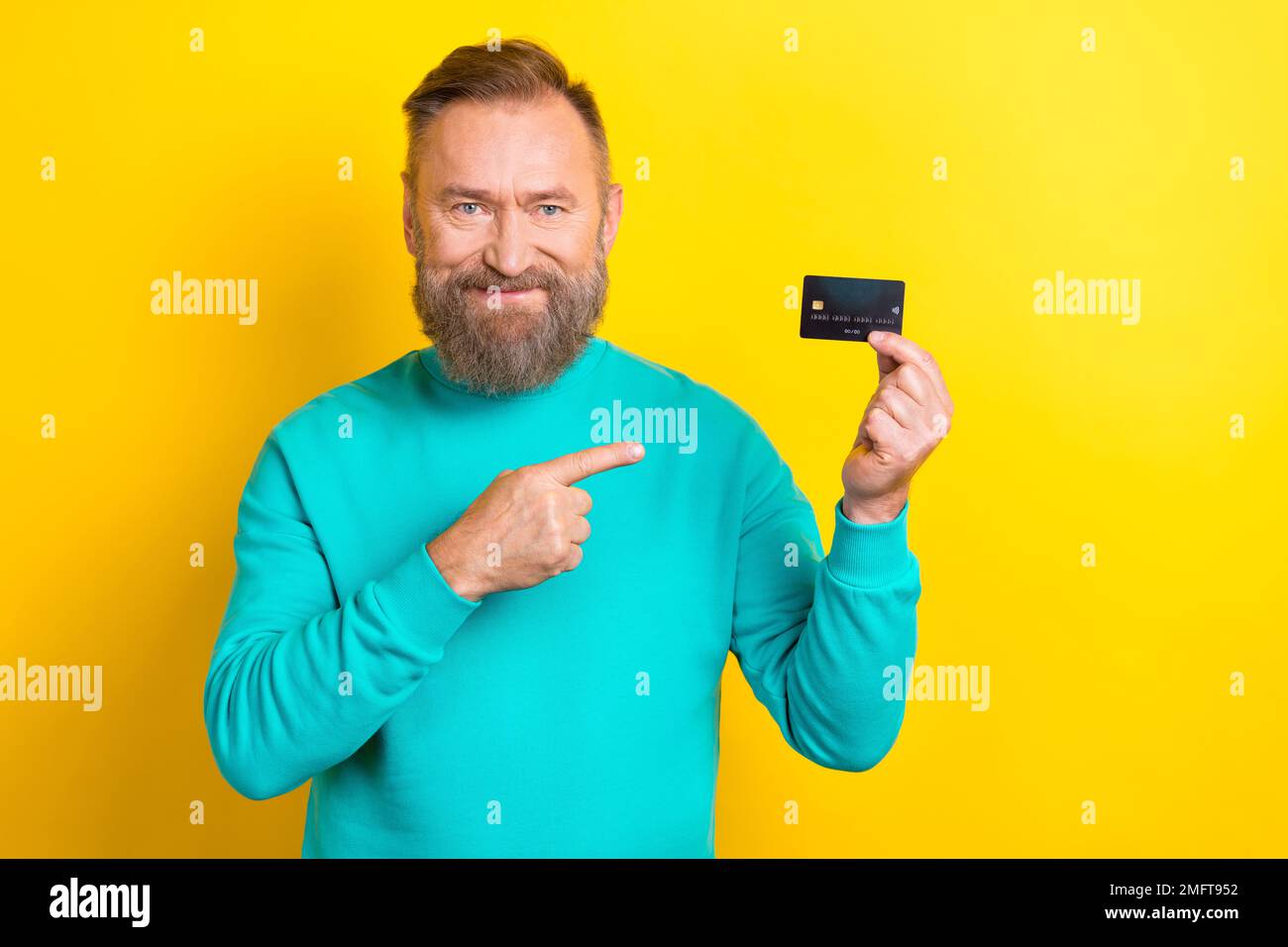 Photo of successful positive man wear stylish trendy clothes ...