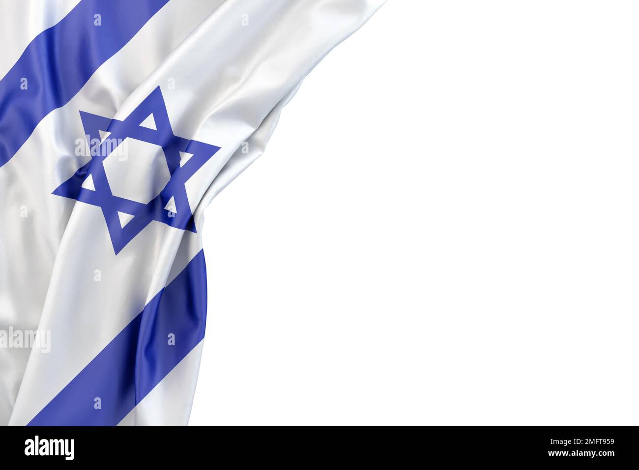 Flag of Israel in the corner on white background. Isolated. 3D ...