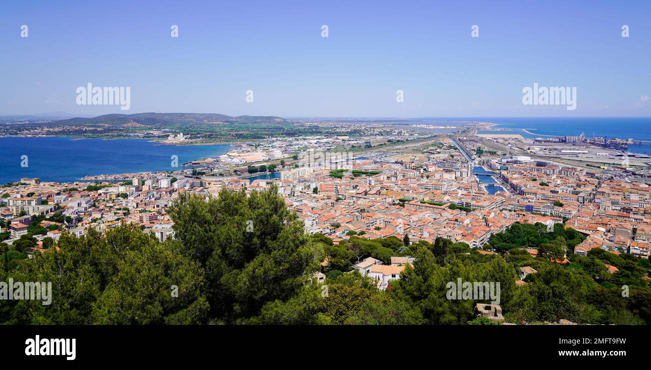 Sete Aerial panorama of the city port of town in Herault in Occitanie ...