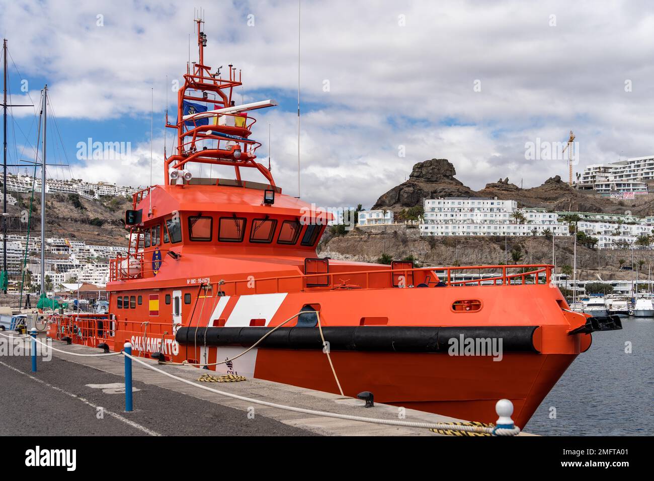 PUERTO RICO, GRAN CANARIA, CANARY ISLANDS - MARCH 9 : Rescue ship in ...