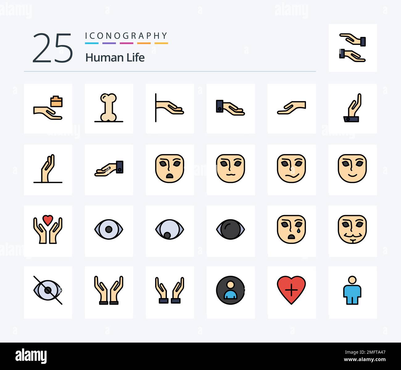 Human 25 Line Filled icon pack including emotion. thoughtful. hand ...