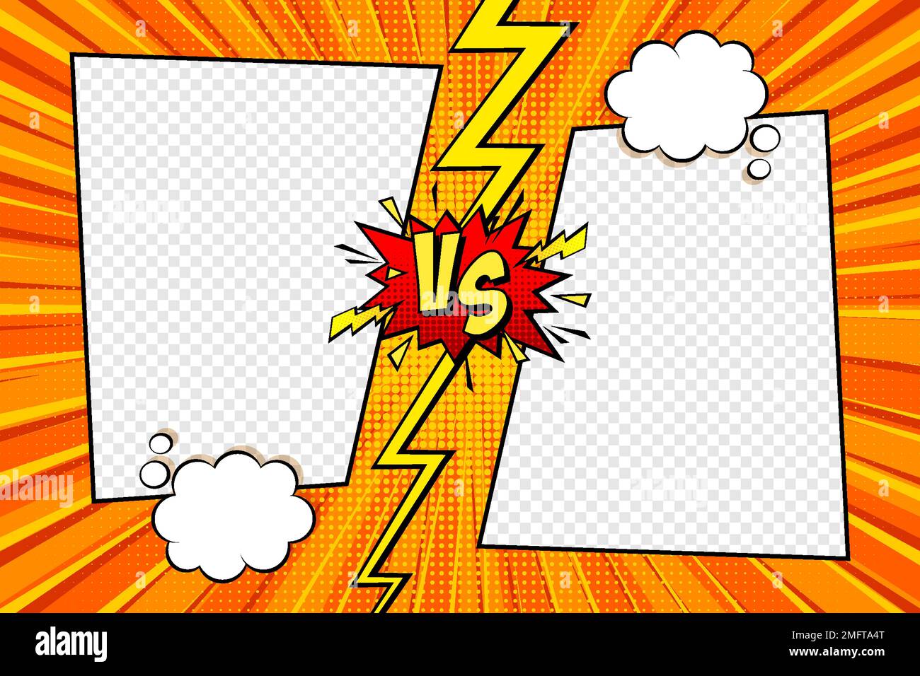 Cartoon comic background with blank place for your design. Fight versus ...