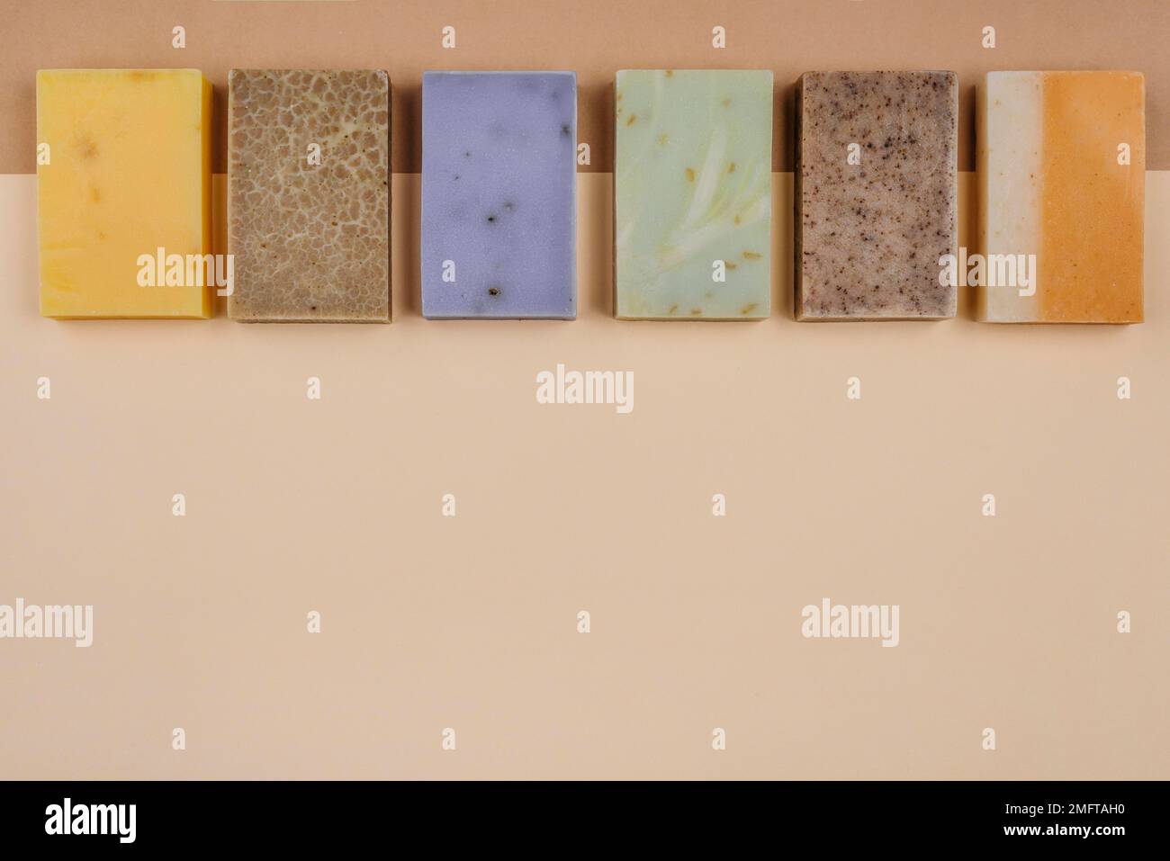 homemade soap blocks line copy space. High resolution photo Stock Photo ...