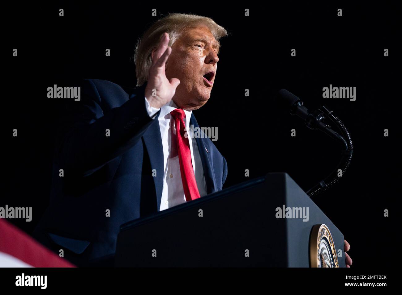 President Donald Trump speaks during a campaign rally at Gastonia ...