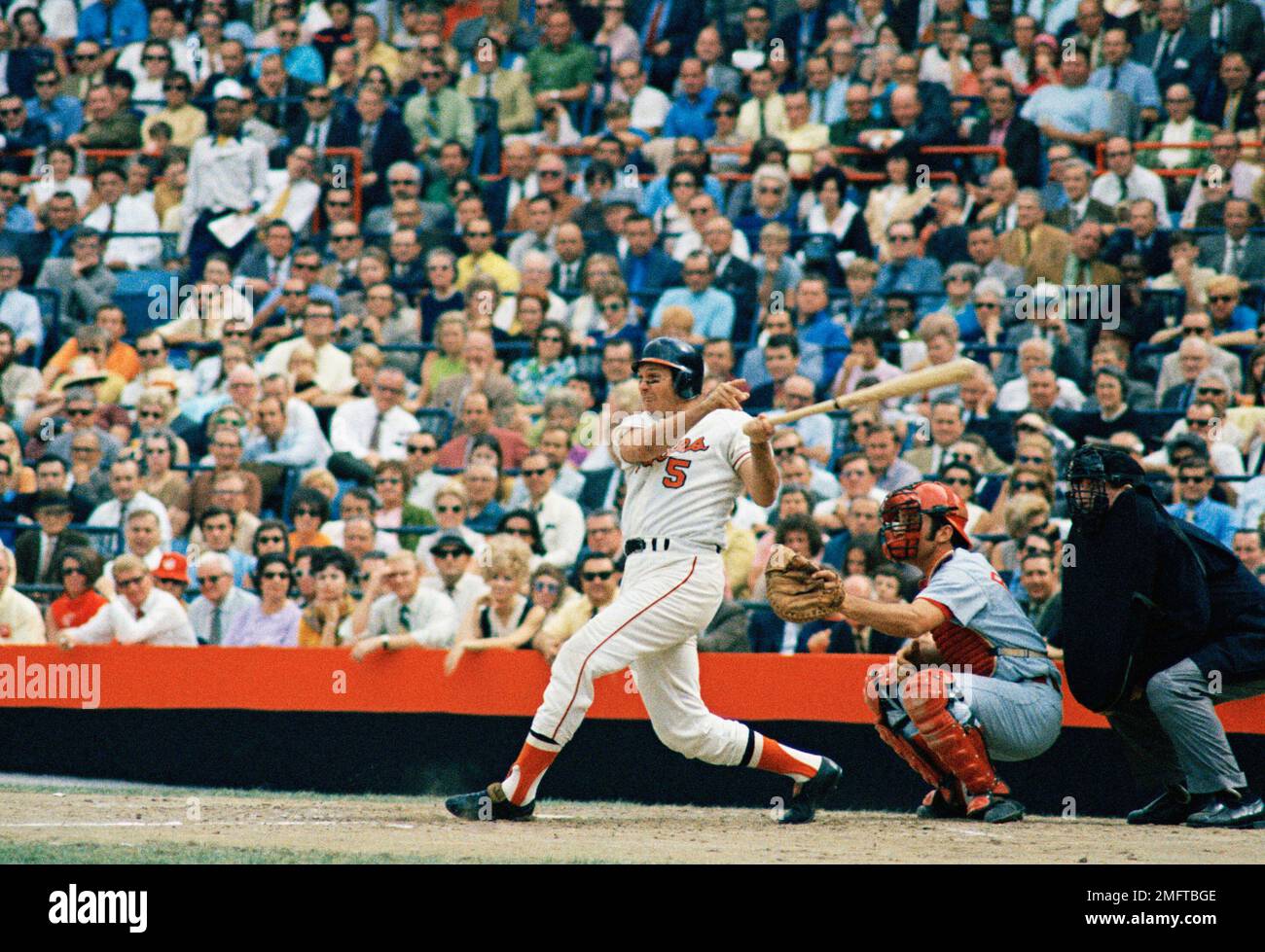 FILE - Baltimore Orioles third baseman Brooks Robinson takes a swing ...