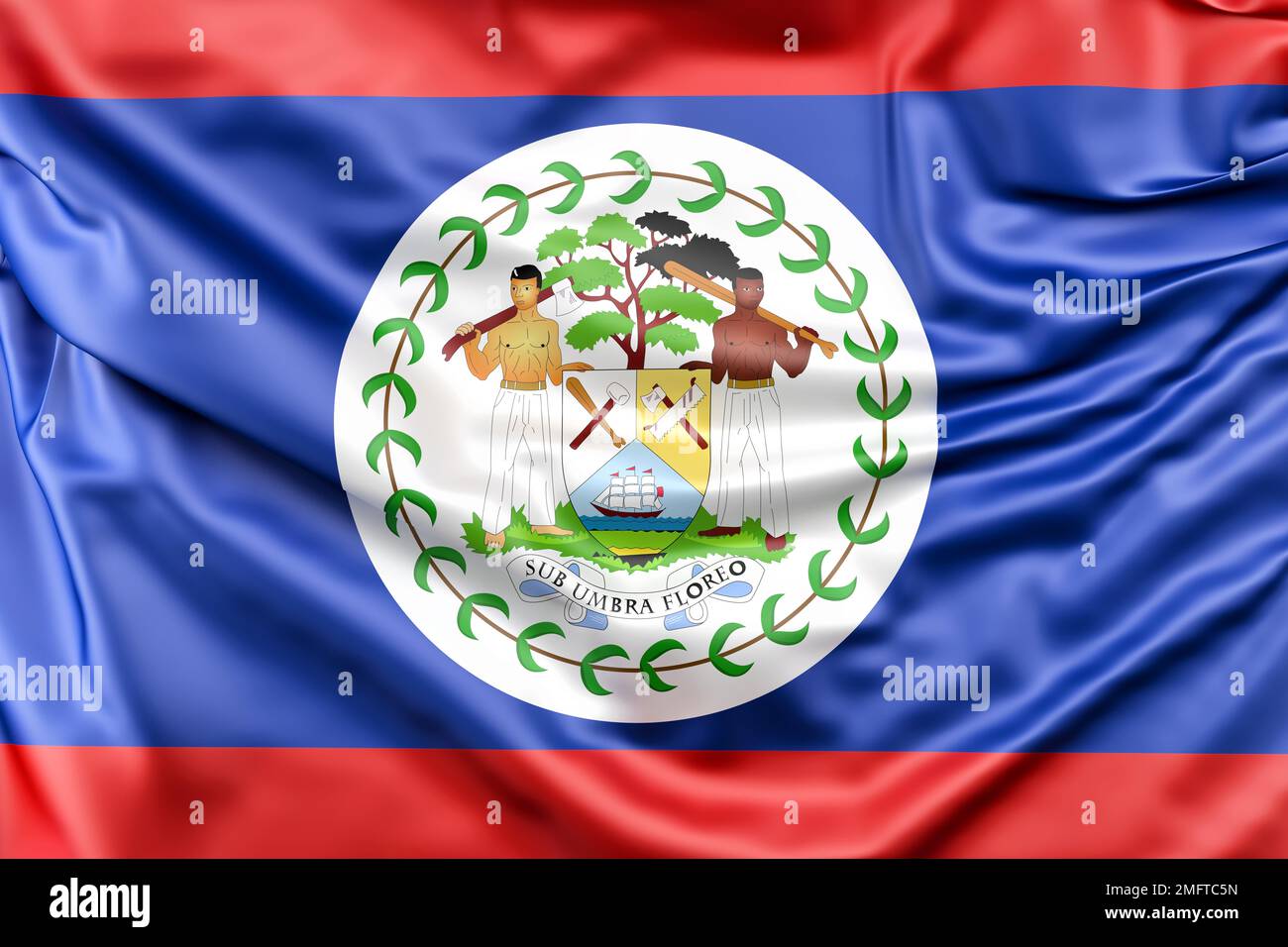 Ruffled Flag of Belize. 3D Rendering Stock Photo - Alamy