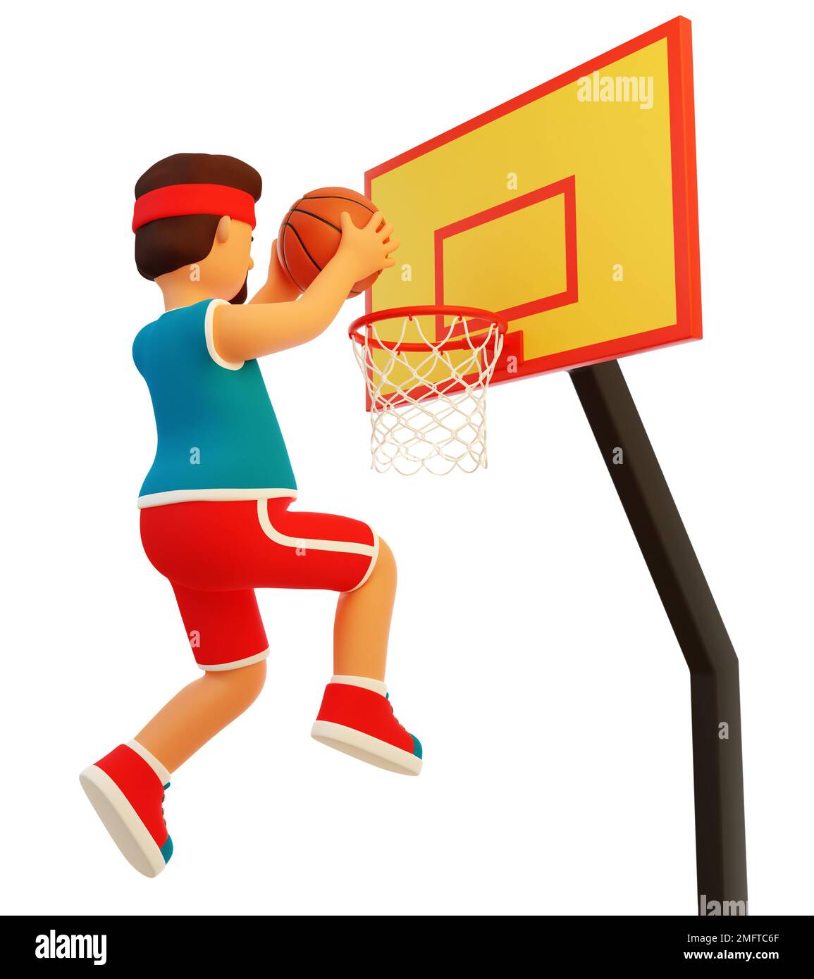 Cartoon 3d basketball player throws the ball Stock Photo - Alamy