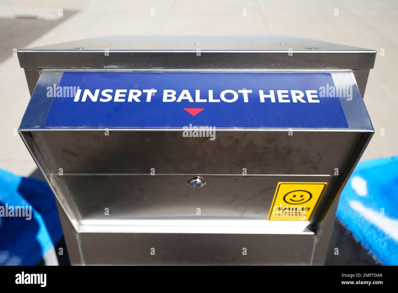 A ballot drop box is shown where voters can drop off absentee ballots ...
