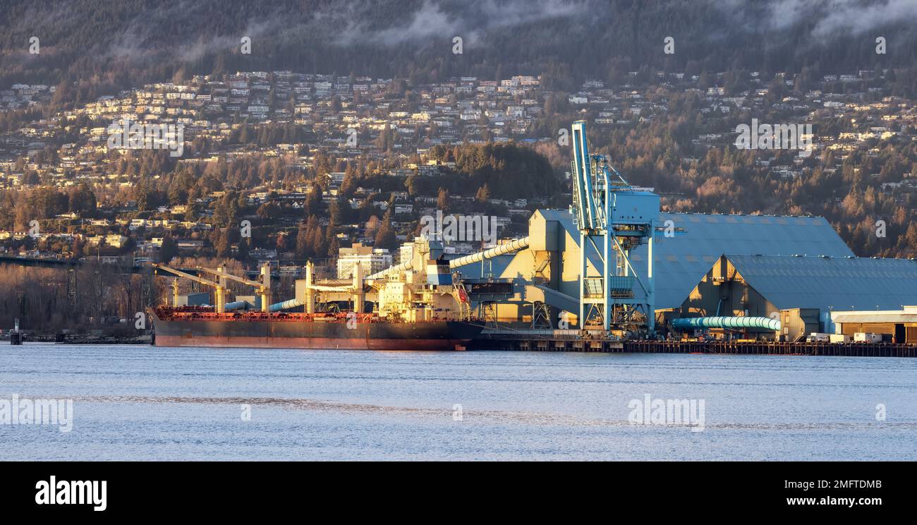Industrial Site with Tanker Ship in North Vancouver Stock Photo - Alamy