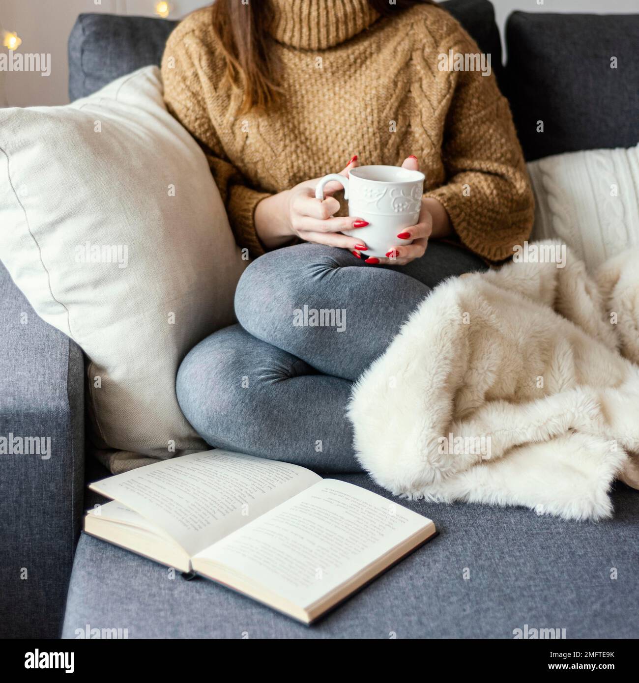 Close up girl drinking tea hi-res stock photography and images - Alamy