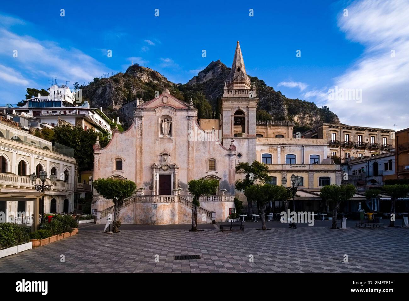Facade of the church Chiesa di San Giuseppe, seen from Piazza IX Aprile ...
