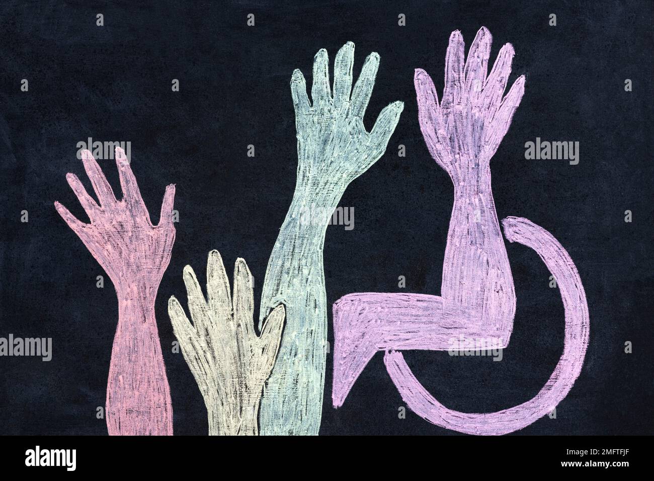 variety hand drawn hands inclusion concept Stock Photo - Alamy