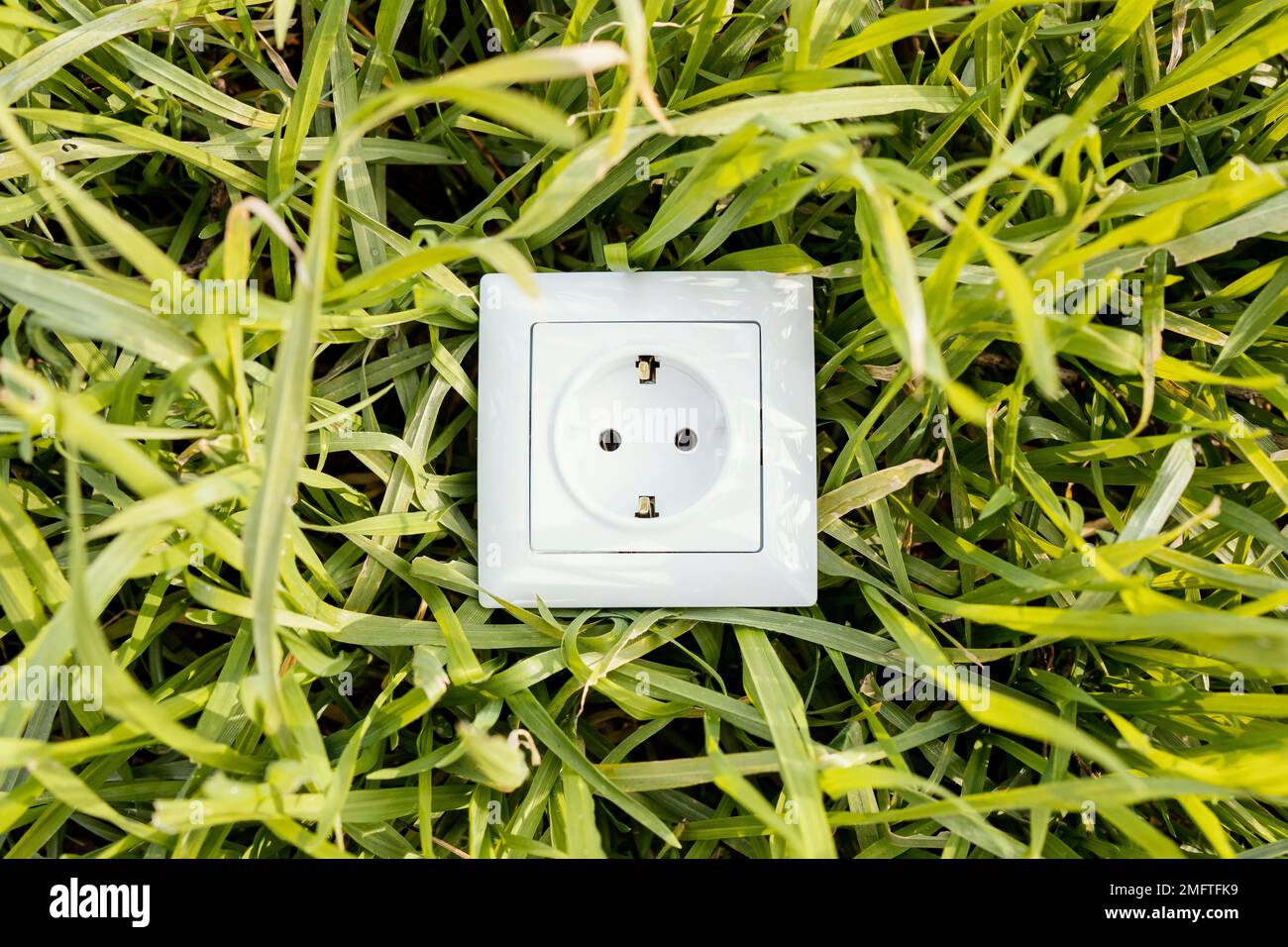 top view electric socket green grass Stock Photo - Alamy