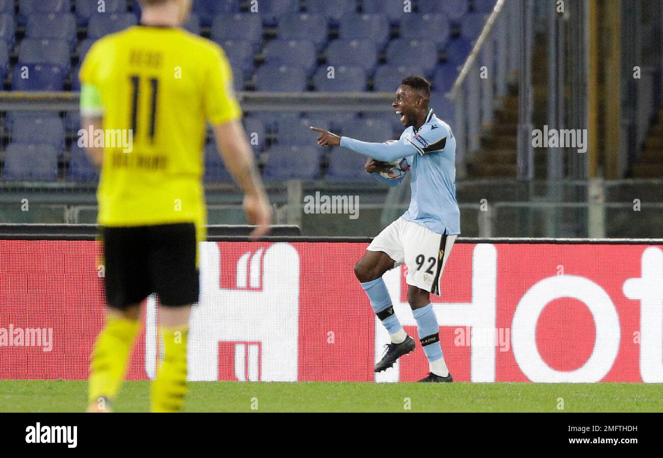 Lazio's Jean-Daniel Akpa Akpro celebrates after scoring his side's ...