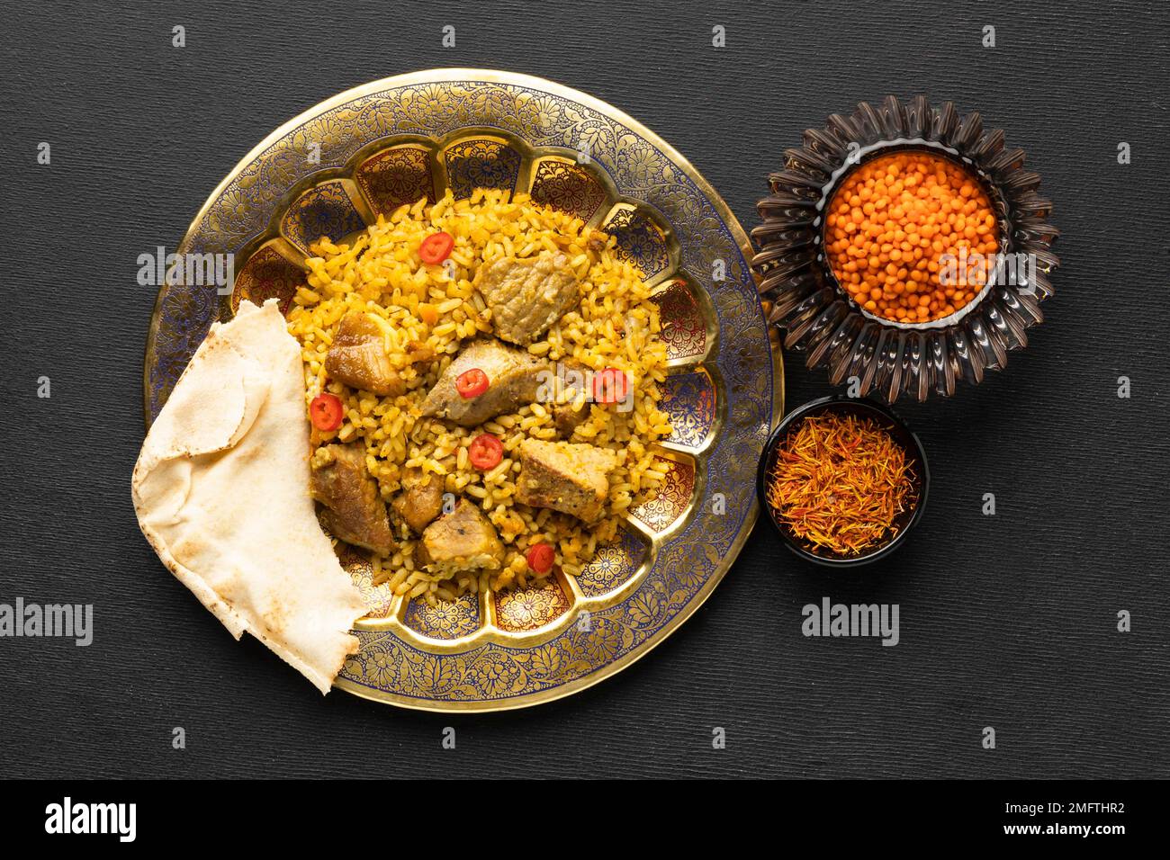 top view delicious indian rice dish Stock Photo - Alamy